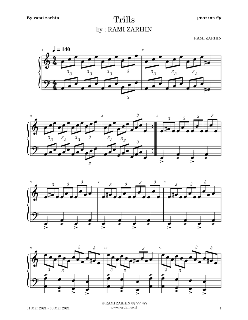 Trills Sheet music for Piano (Solo) | Musescore.com