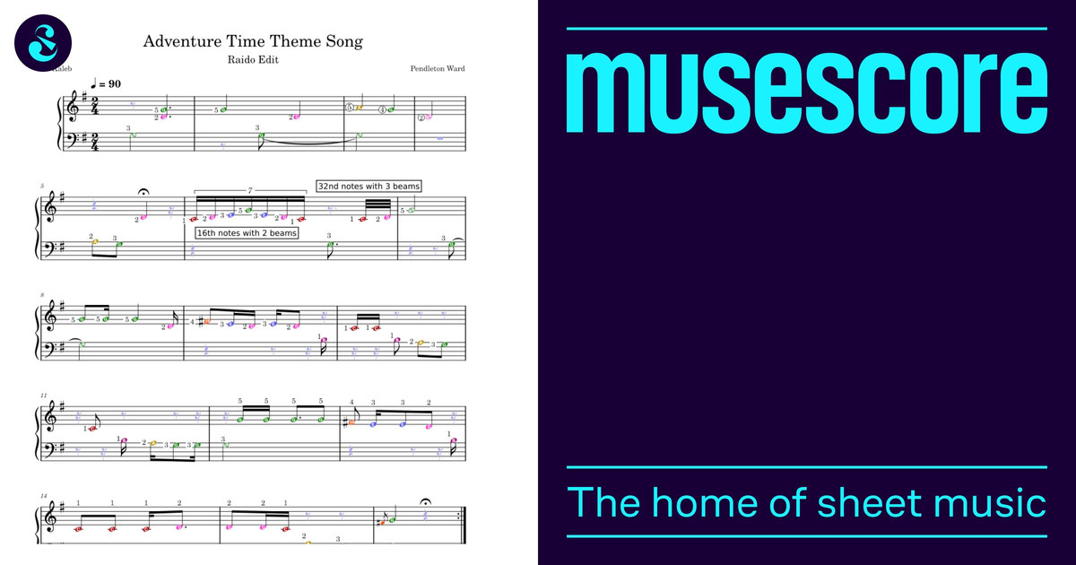 Adventure Time Opening Theme – Pendleton Ward Sheet Music for Piano ...