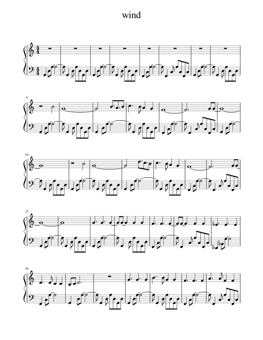 wind Sheet music for Piano (Solo) Easy | Musescore.com