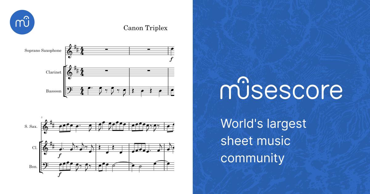Canon triplex Sheet music for Bassoon, Saxophone soprano, Clarinet ...