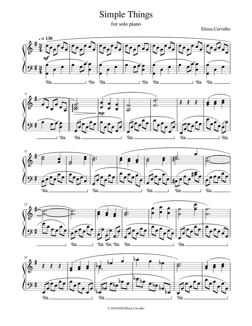 Simple Things Sheet Music for Piano (Solo) | MuseScore.com