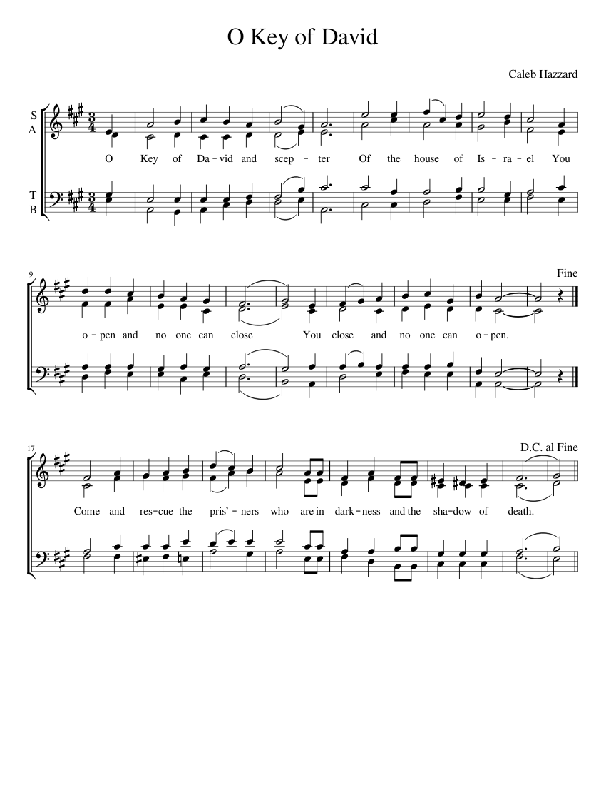 O Key of David - piano tutorial