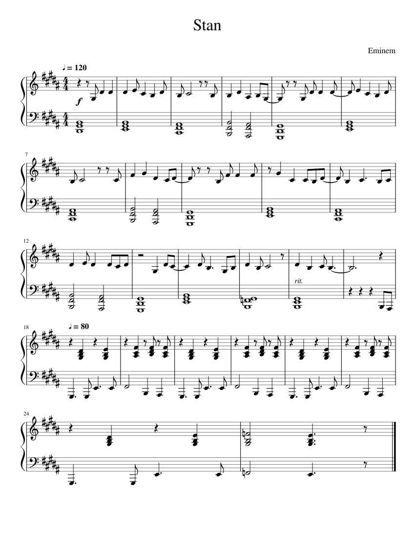 Stan Sheet music for Piano (Solo) Easy | Musescore.com