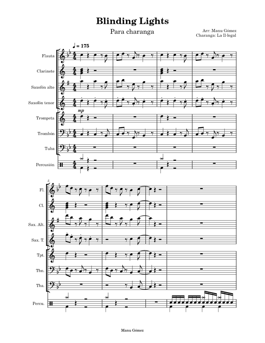 Blinding Lights – The Weeknd Blinding Lights – PARA CHARANGA Sheet ...