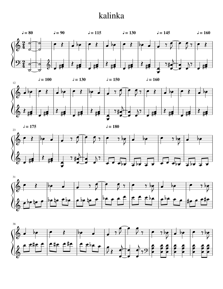 kalinka Sheet music for Piano (Solo) Easy | Musescore.com