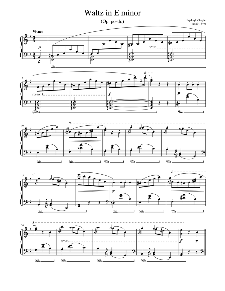 Chopin - Waltz in E minor Sheet Music for Piano (Solo) | MuseScore.com