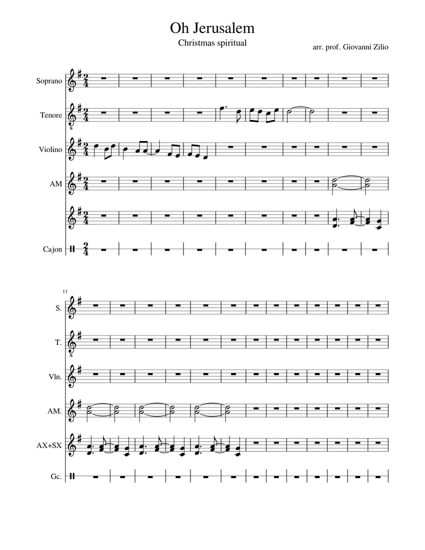 Oh Jerusalem Sheet Music for Soprano, Tenor, Vibraphone, Violin & more ...