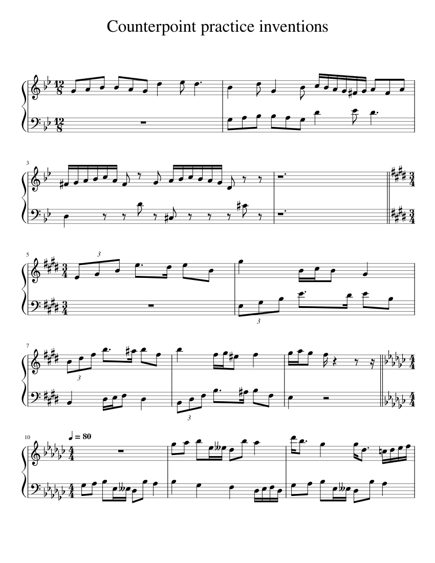 Counterpoint practice inventions Sheet music for Piano (Solo) Easy ...