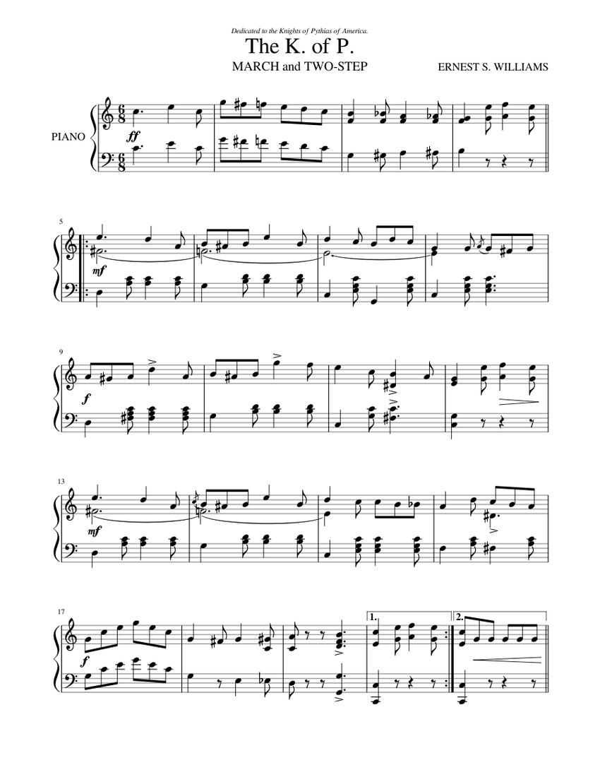 The K. of P. (1908) Sheet music for Piano (Solo) | Musescore.com