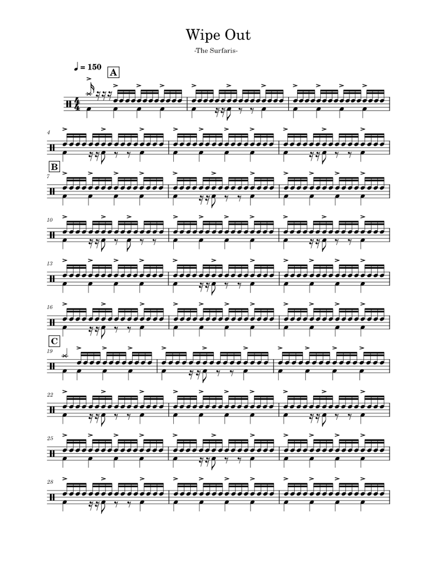 Wipe out – The Surfaris Wipe Out (Drum Sheet) Sheet Music for Drum ...