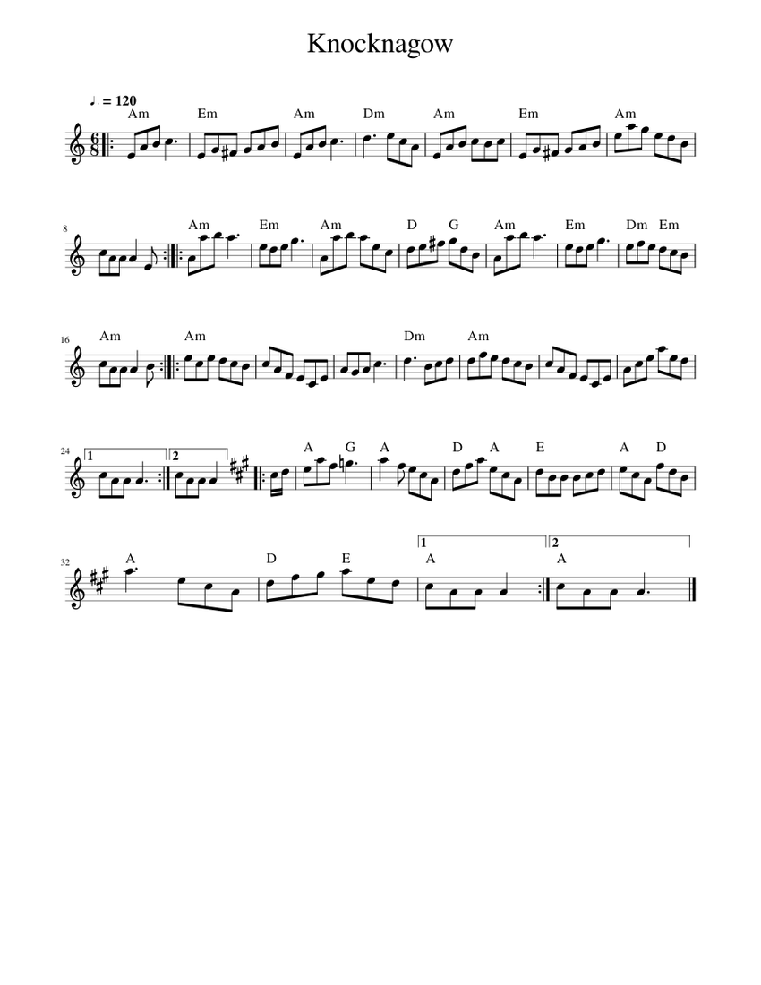 Knocknagow Sheet music for Piano (Solo) | Musescore.com