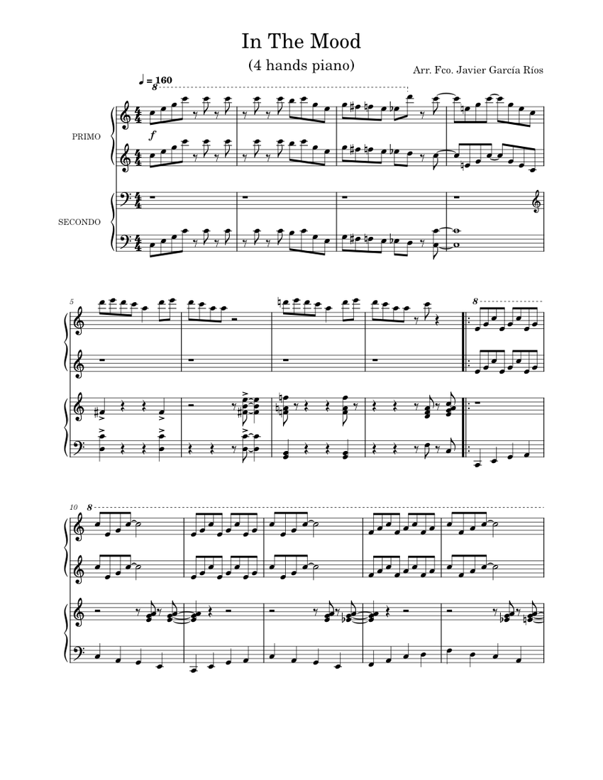 In The Mood – Joe Garland and Glenn Miller In The Mood (four hands ...