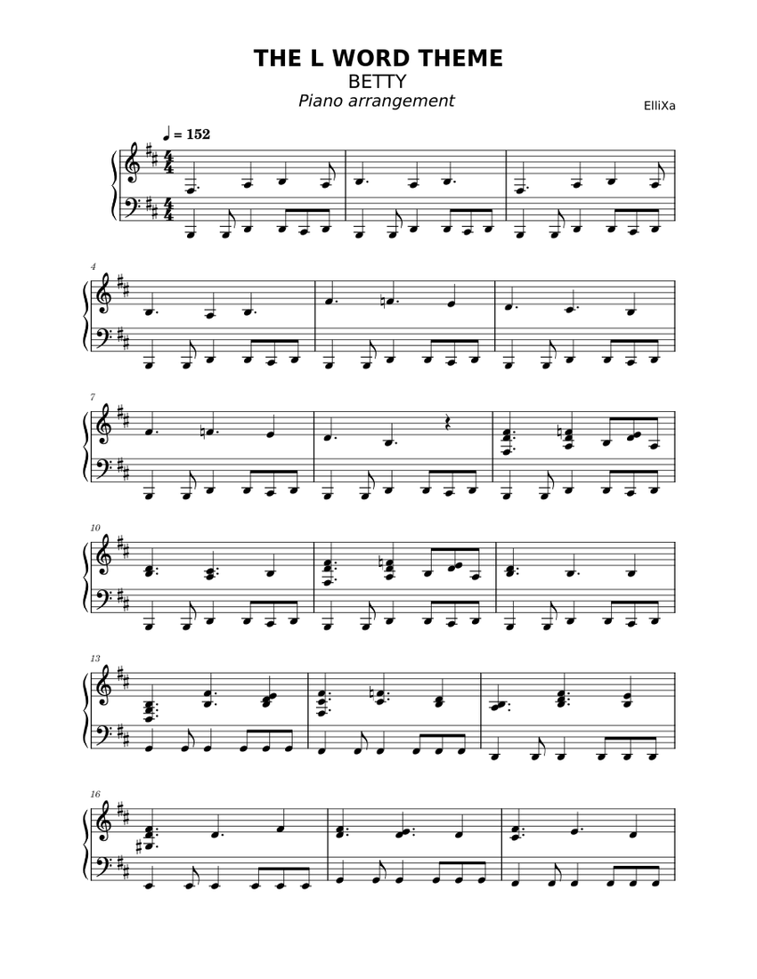 The L Word Theme Sheet music for Piano (Solo) | Musescore.com