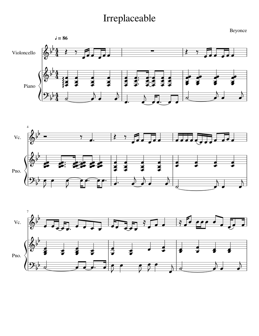 Irreplaceable Sheet Music for Piano, Cello (Solo) | MuseScore.com