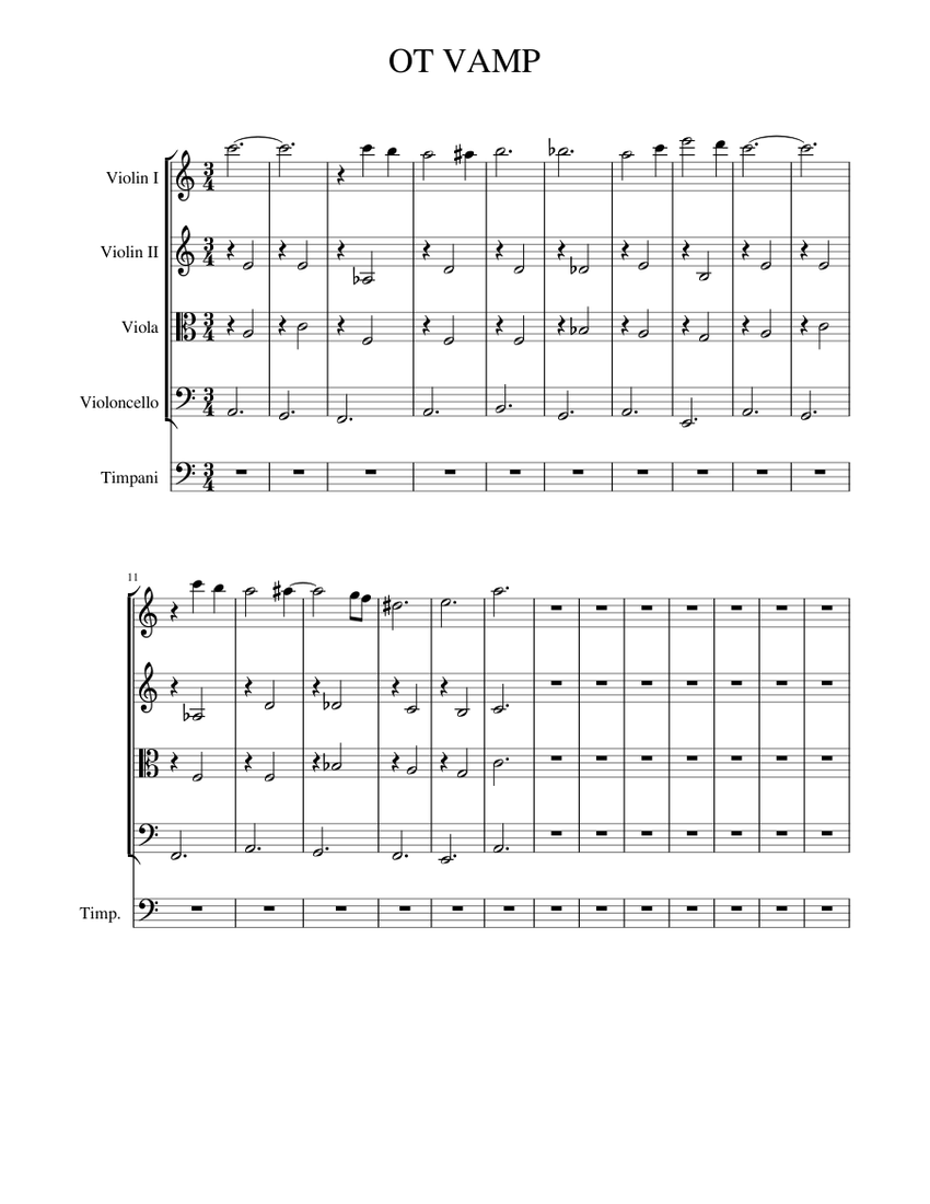 OT VAMP Sheet music for Timpani, Violin, Viola, Cello (Mixed Quintet ...