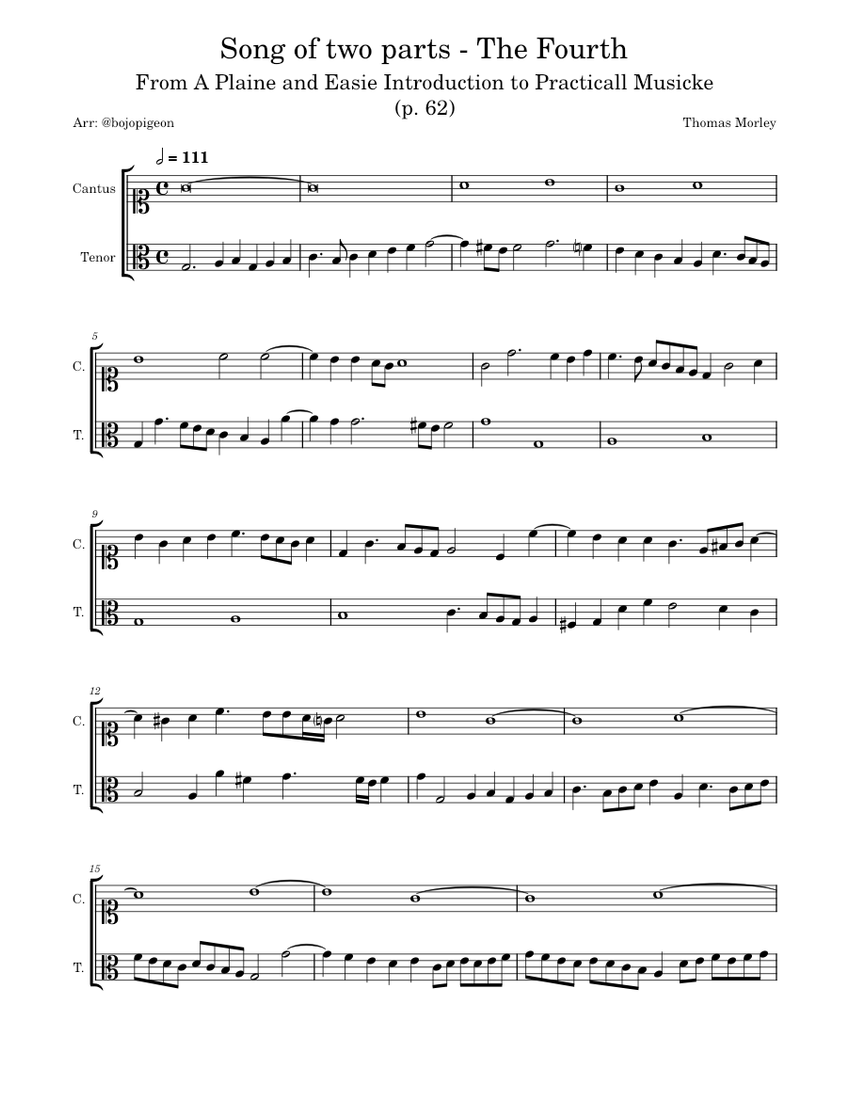 Song of two parts - The Fourth – Thomas Morley Sheet music for Soprano ...