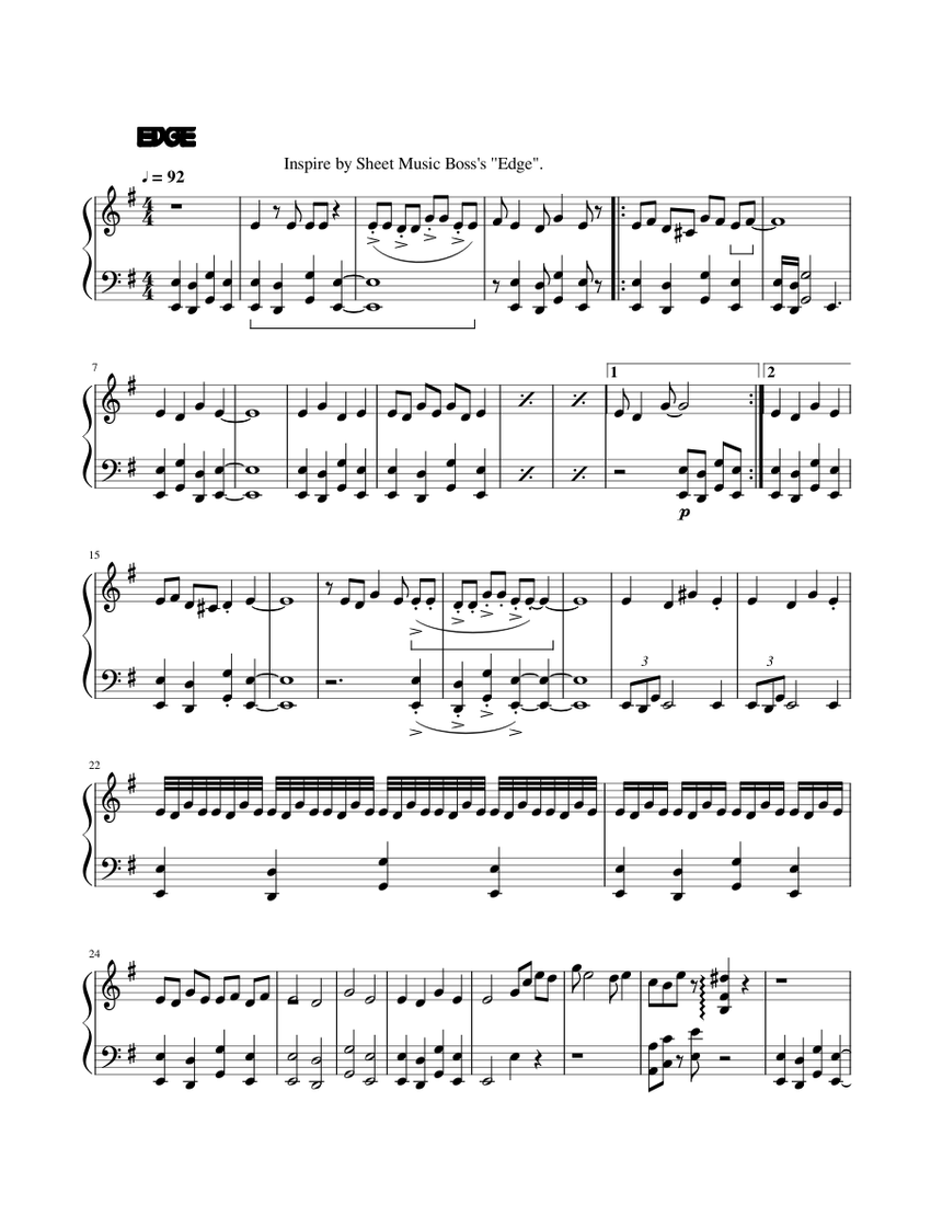 EDGE Sheet Music for Piano (Solo) | MuseScore.com