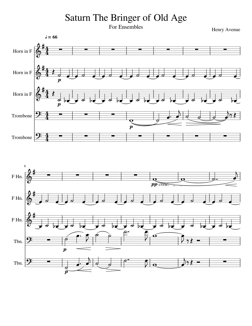 Saturn The Bringer of Old Age Sheet music for Trombone, French horn ...