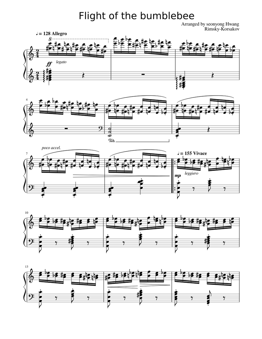 Flight_of_the_bumblebee_(Transcendental_ver.) Sheet music for Piano ...