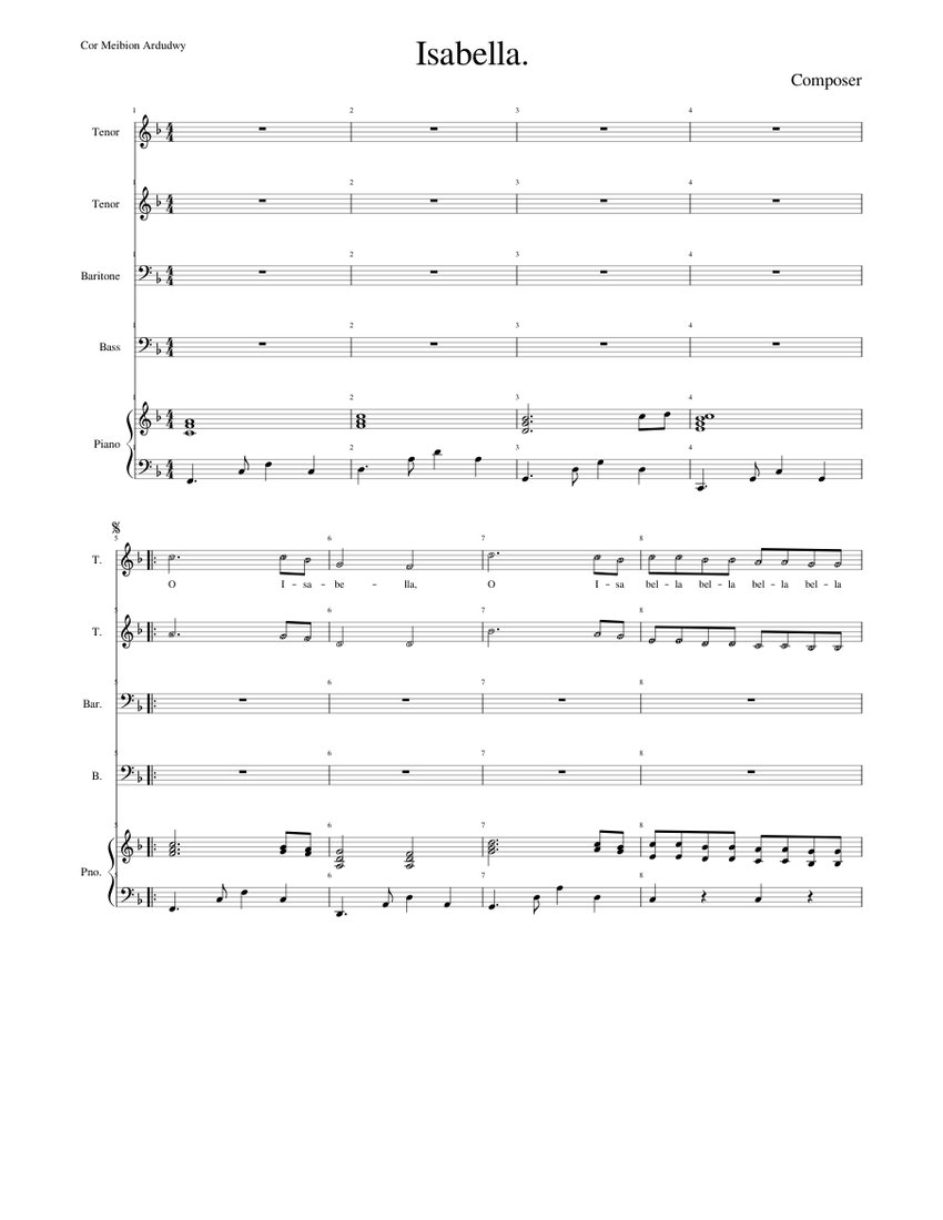 Isabella Sheet music for Piano, Tenor, Bass voice, Baritone (Mixed ...