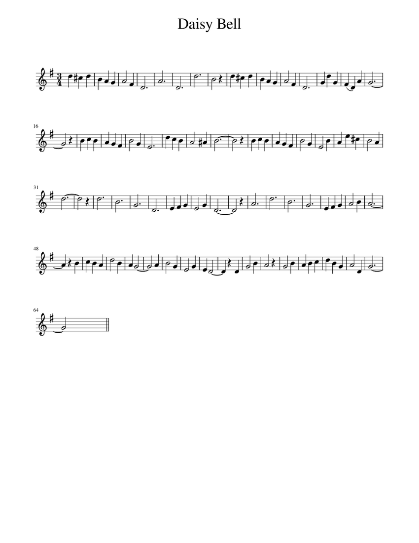 Daisy Bell Sheet Music for Piano (Solo) easy | MuseScore.com