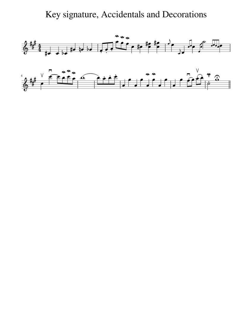 Key signature, Accidentals and Decorations Sheet music for Piano (Solo ...