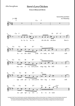 Steve's Lava Chicken – Alto Saxophone Solo Sheet Music for Saxophone ...