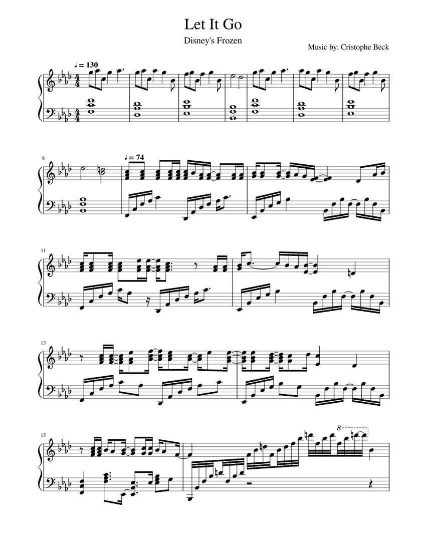Let It Go Sheet Music for Piano (Solo) | MuseScore.com