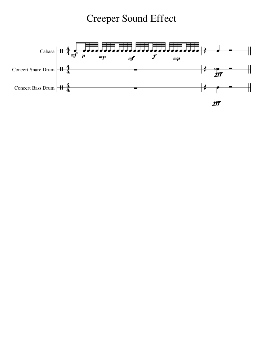 Creeper Sound Effect Sheet music for Snare drum, Bass drum, Cabasa ...
