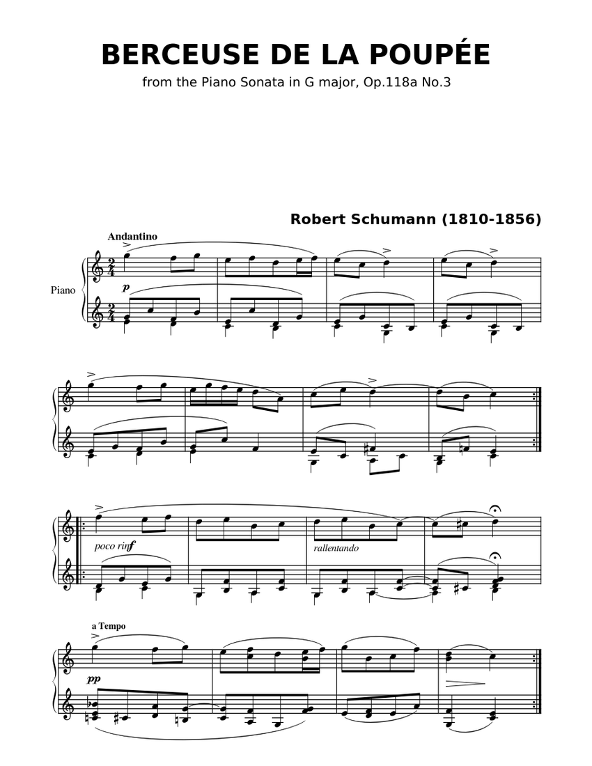 BERCEUSE DE LA POUPÉE (Schumann) - piano tutorial