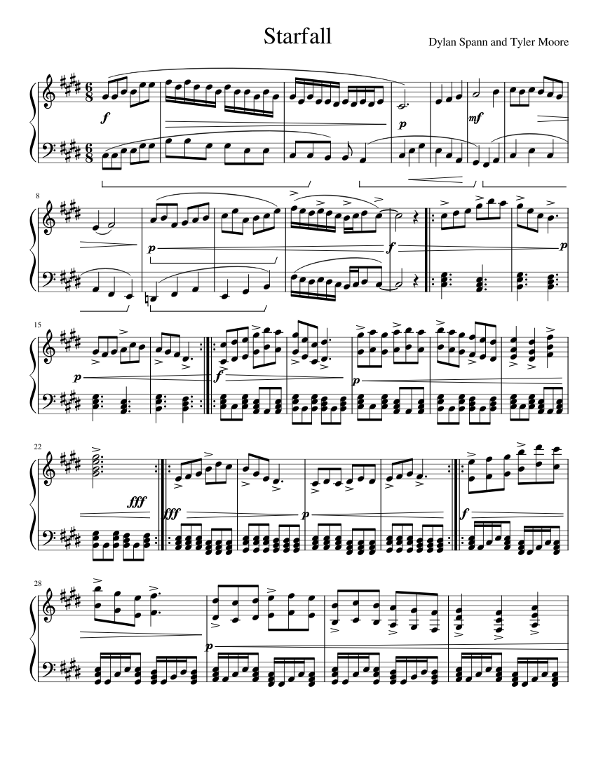 Starfall Sheet Music for Piano (Solo) | MuseScore.com