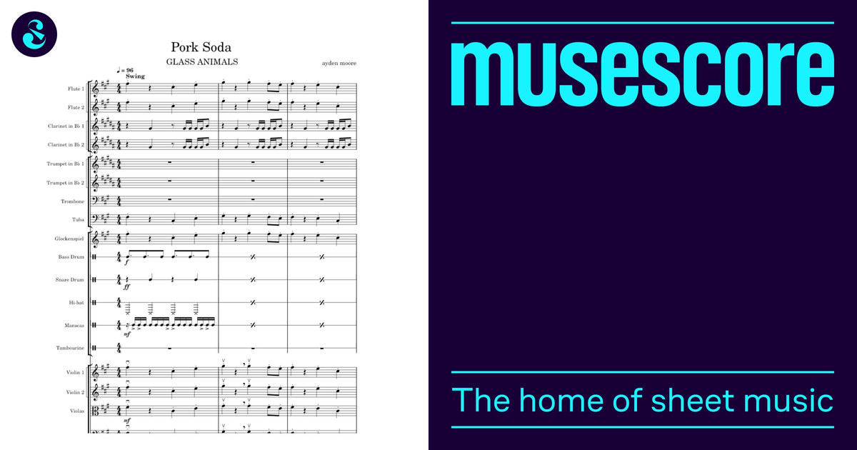 Pork Soda – Glass Animals Sheet Music for Trombone, Tuba, Flute ...