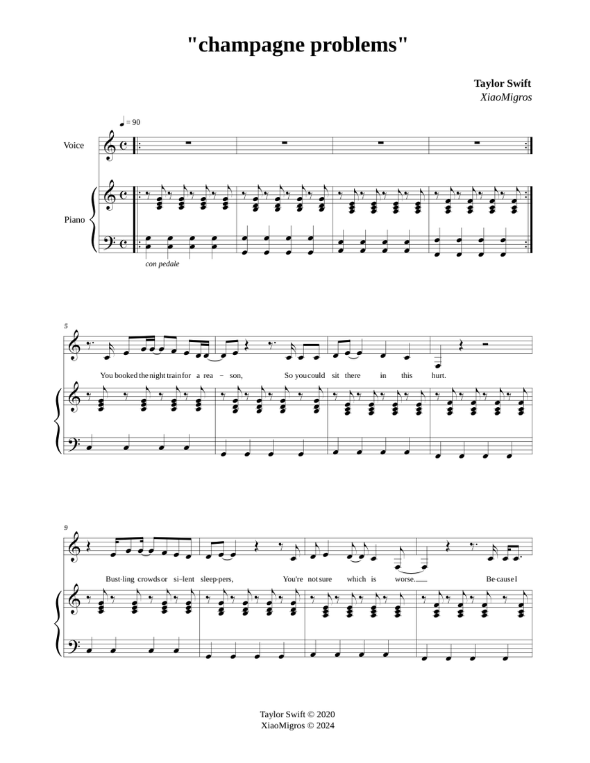 Champagne Problems - Taylor Swift - piano tutorial