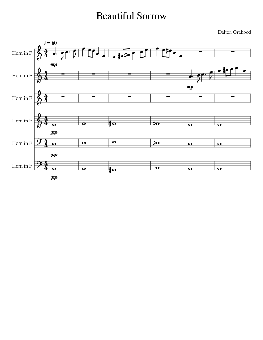 Beautiful Sorrow Sheet music for French horn (Brass Ensemble ...