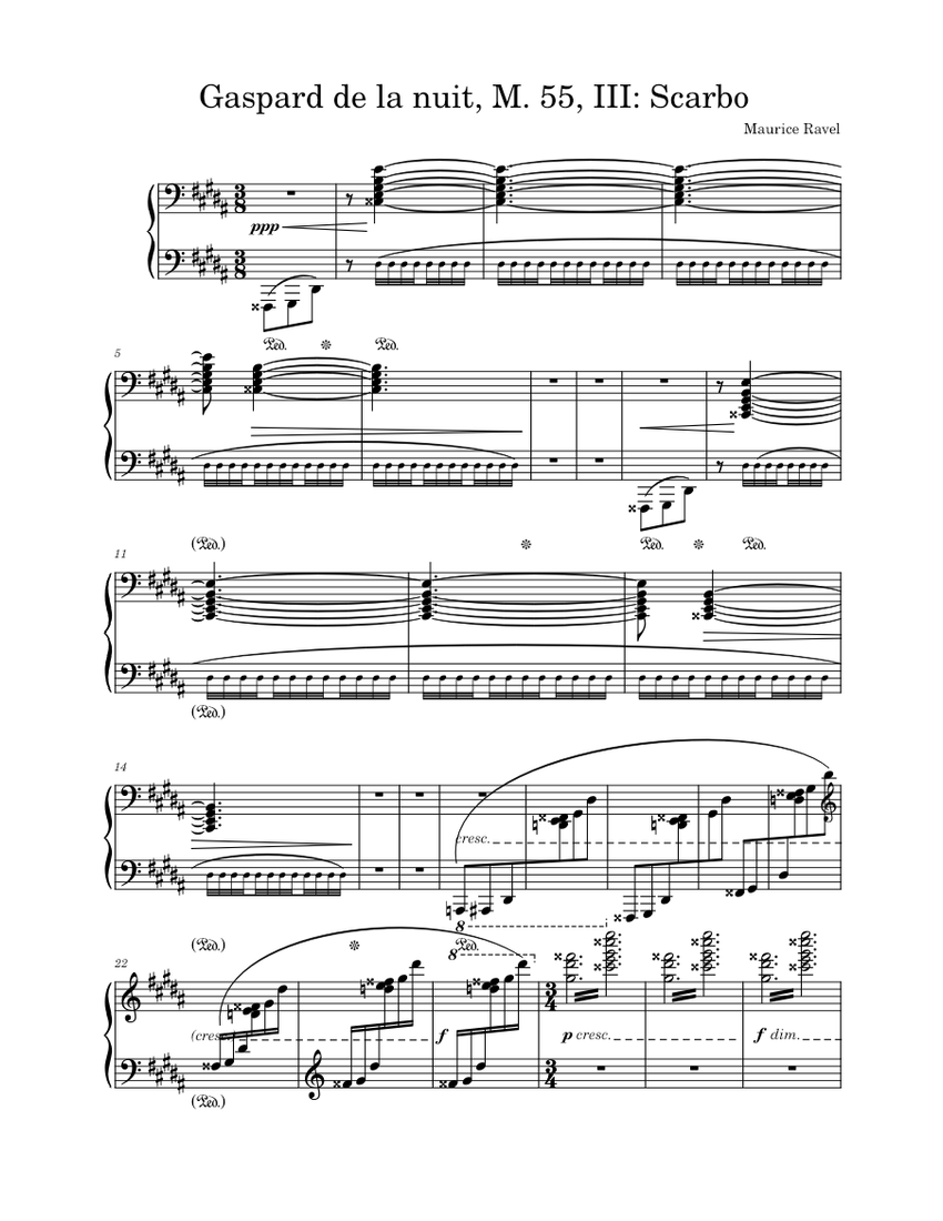 Scarbo – Maurice Ravel (Gaspard de la nuit) Sheet Music for Piano (Solo ...