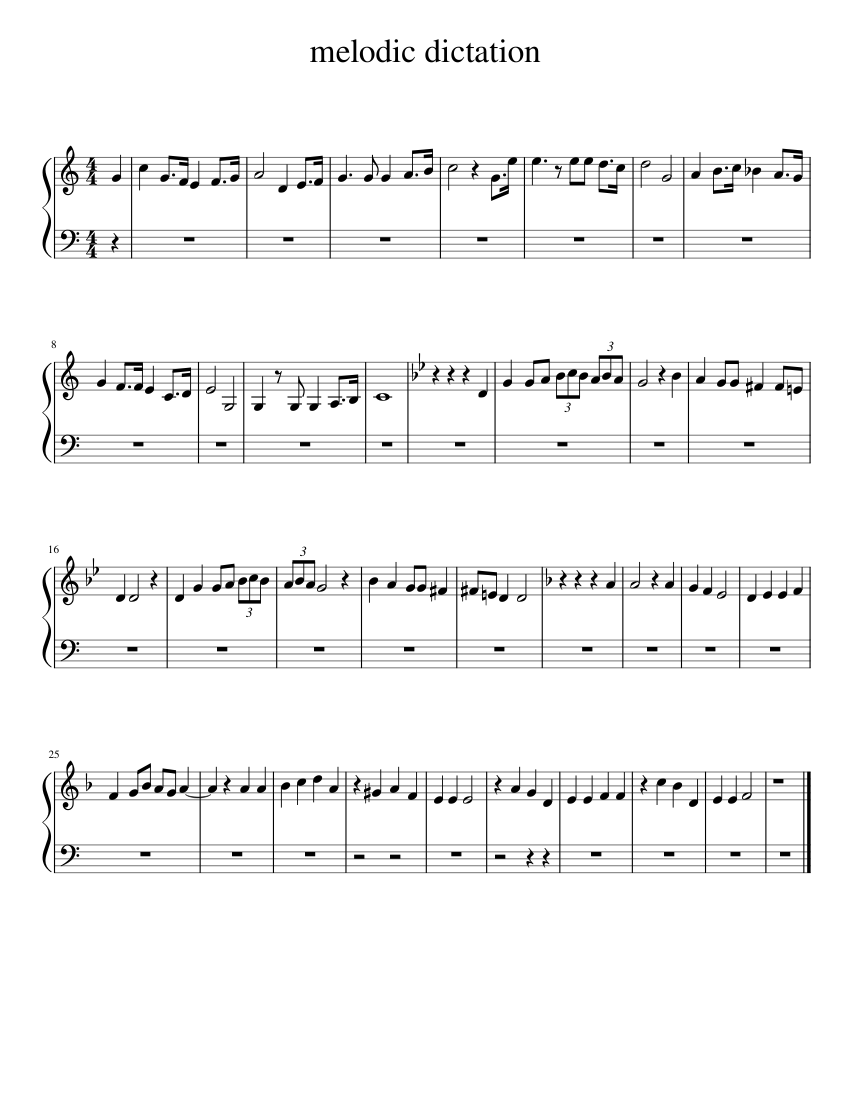 melodic dictation struggle Sheet music for Piano (Solo) Easy ...