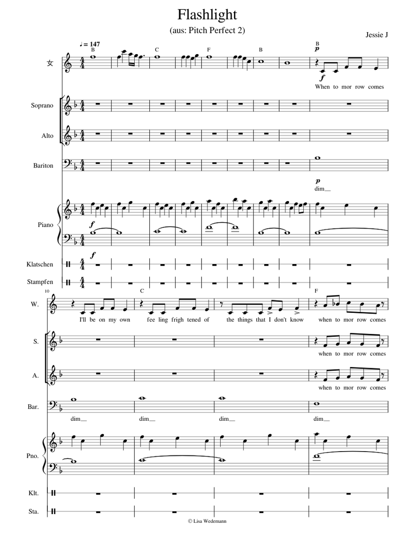 Flashlight Sheet music for Piano, Soprano, Alto, Female & more ...