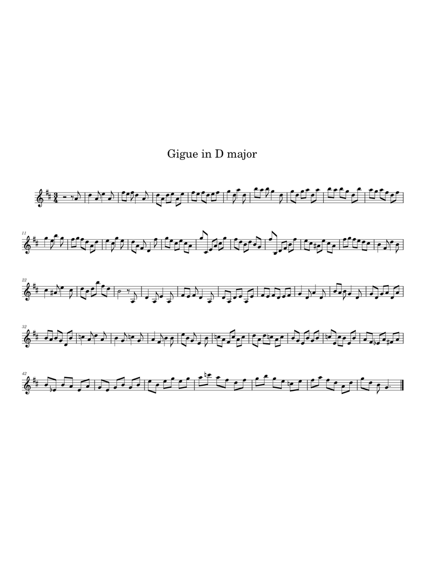 5. Gigue in D major Sheet Music for Violin (Solo) | MuseScore.com