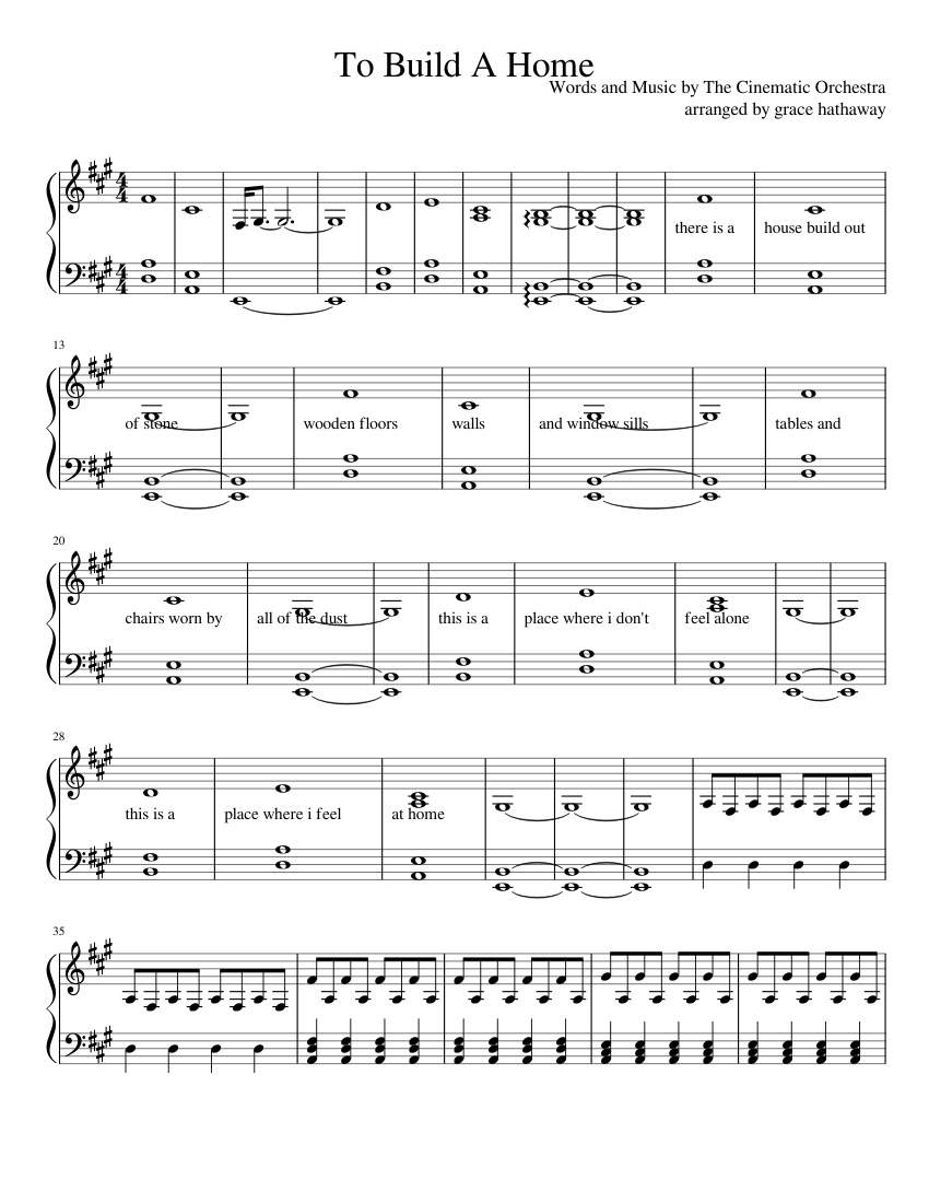 to build a home by the cinematic orchestra Sheet Music for Piano (Solo ...