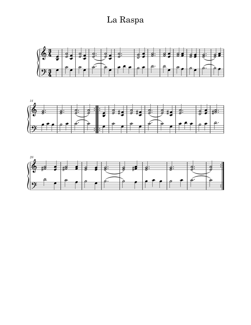 La Raspa Sheet Music for Piano (Solo) Easy | MuseScore.com