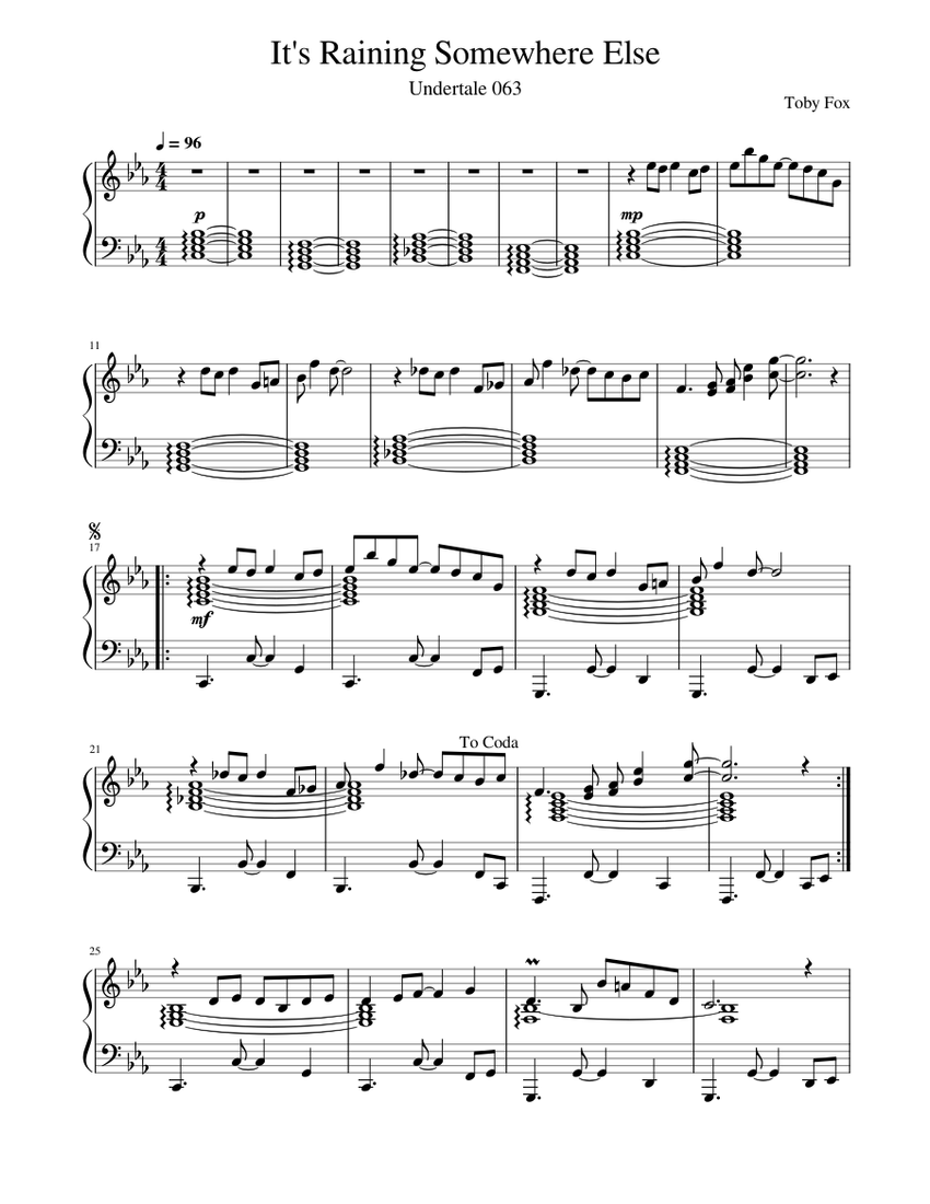 It's Raining Somewhere Else – Toby Fox Undertale 063 - It's Raining ...