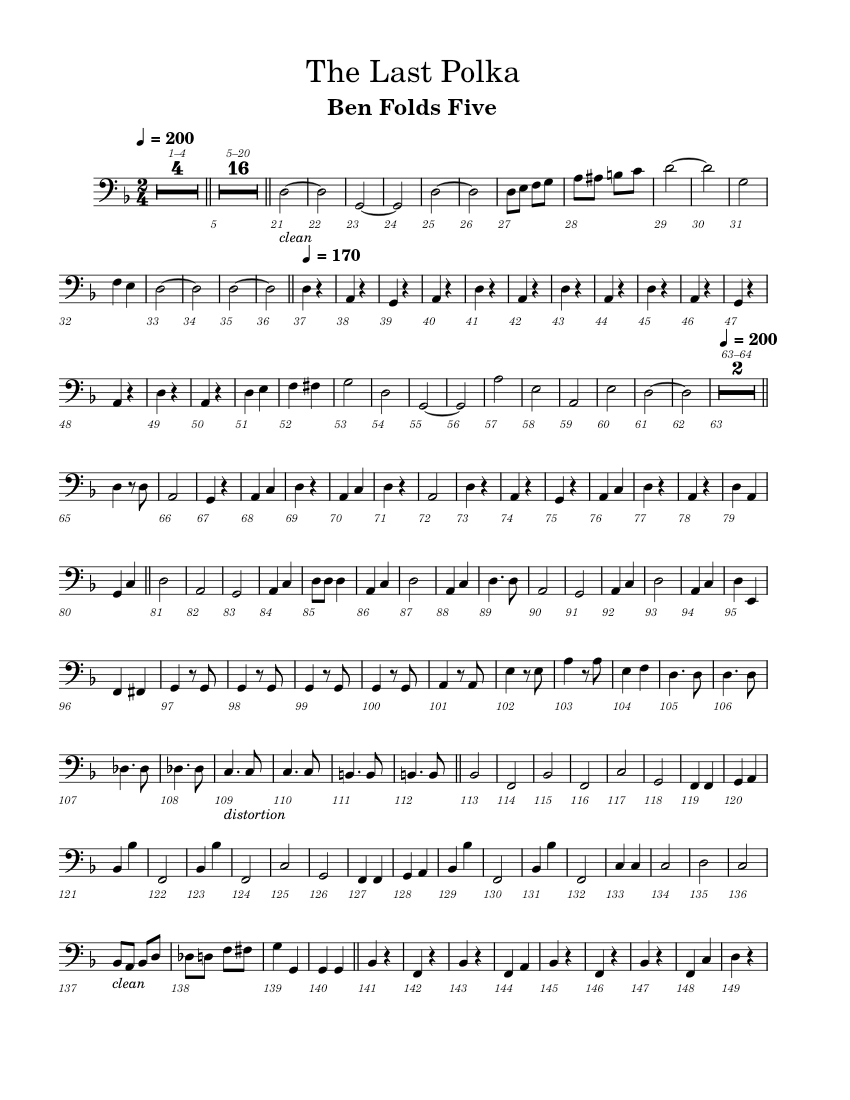 The last polka – Ben Folds Five bass Sheet Music for Bass guitar (Solo ...
