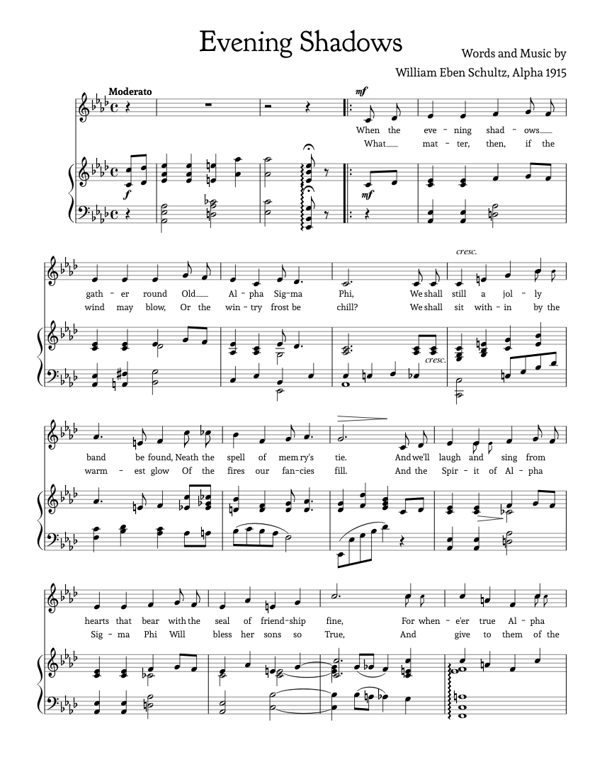 Evening Shadows Sheet music for Piano, Tenor, Bass voice, Vocals ...
