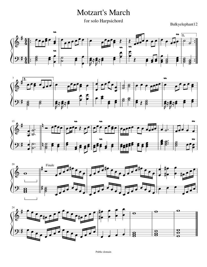 Mozart's_March Sheet Music for Harpsichord (Solo) | MuseScore.com