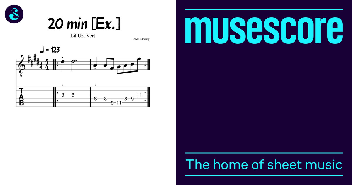20 Min – Lil Uzi Vert Sheet Music and Tab for Guitar (Solo) | MuseScore.com