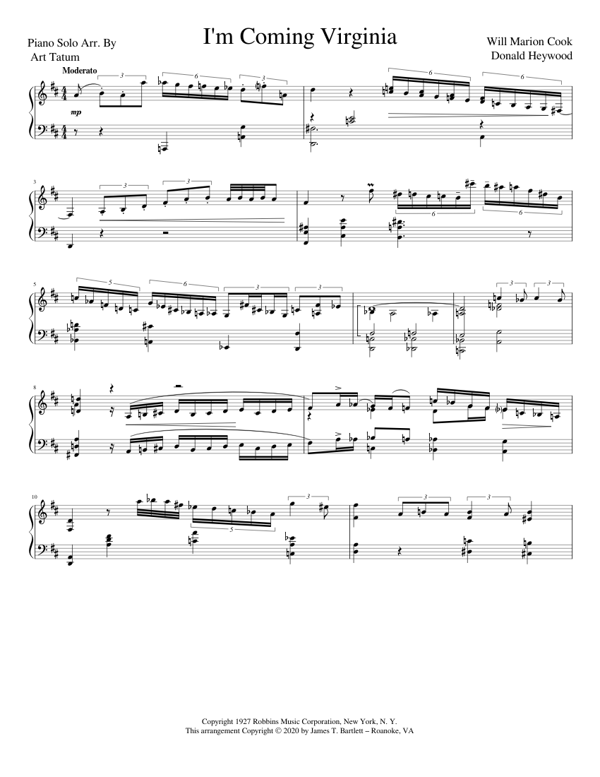 I'm Coming Virginia Sheet music for Piano (Solo) | Musescore.com