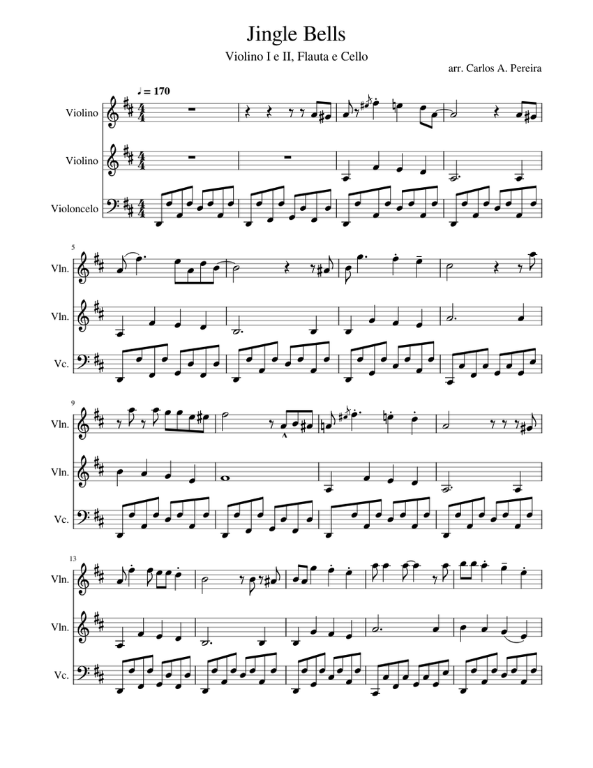 Jingle Bells in modus Caps Sheet music for Violin, Cello (Mixed Trio ...