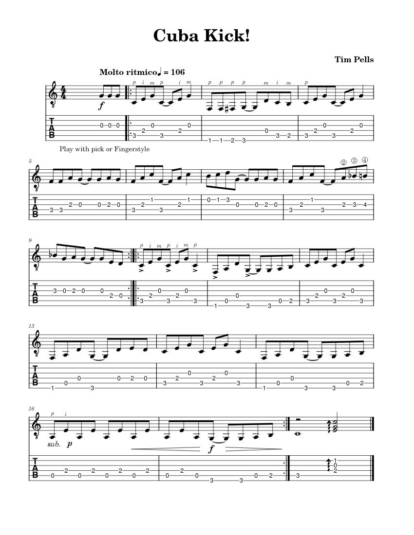 GTR81-M8 Cuba Kick Sheet Music and Tab for Guitar (Solo) | MuseScore.com