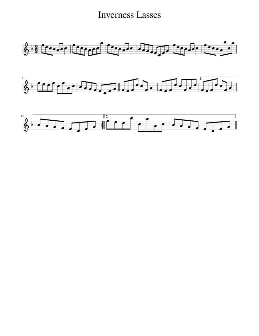 Inverness Lasses Sheet music for Piano (Solo) Easy | Musescore.com