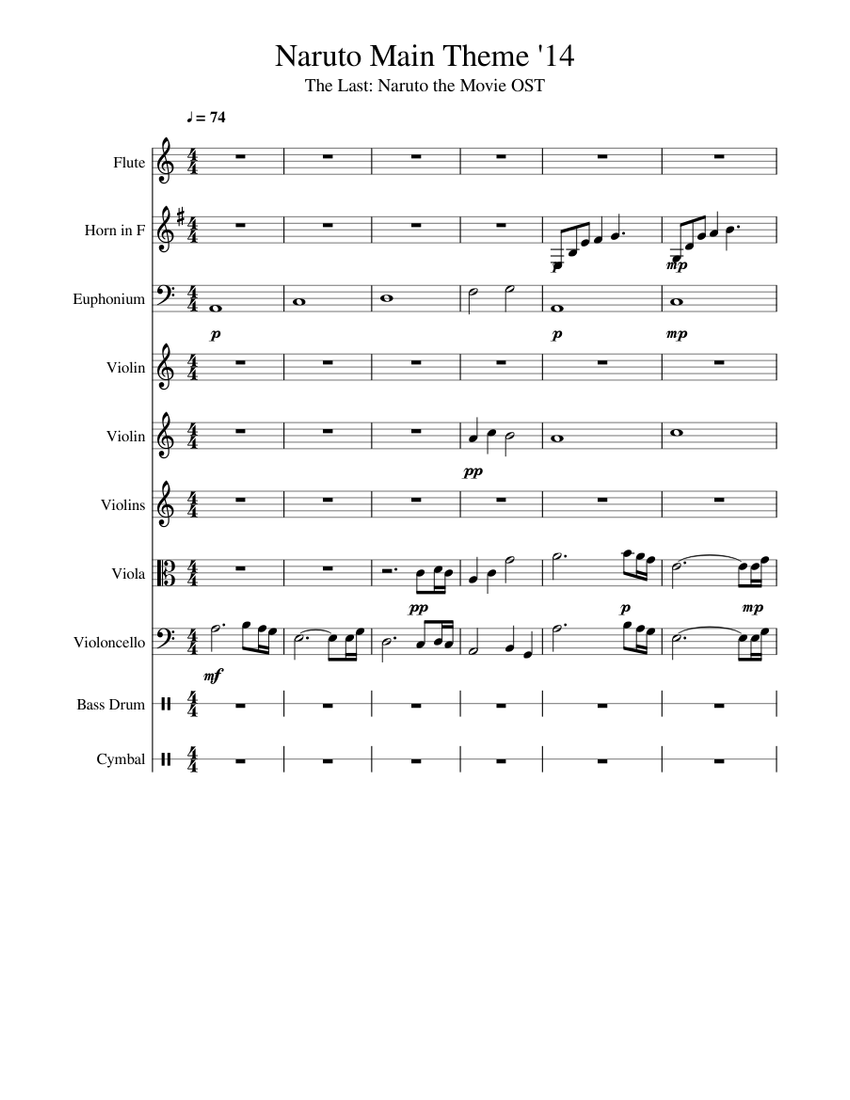 Naruto Main Theme '14 - The Last: Naruto the Movie OST Sheet Music for ...